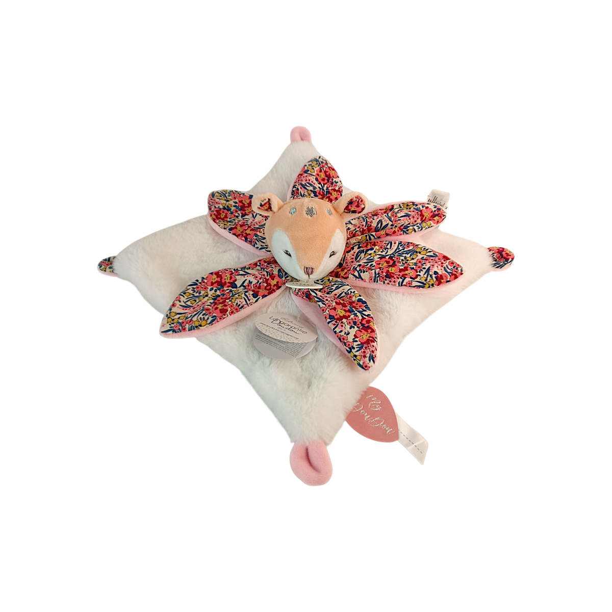 Doudou pétale Faon brodé et personnalisé