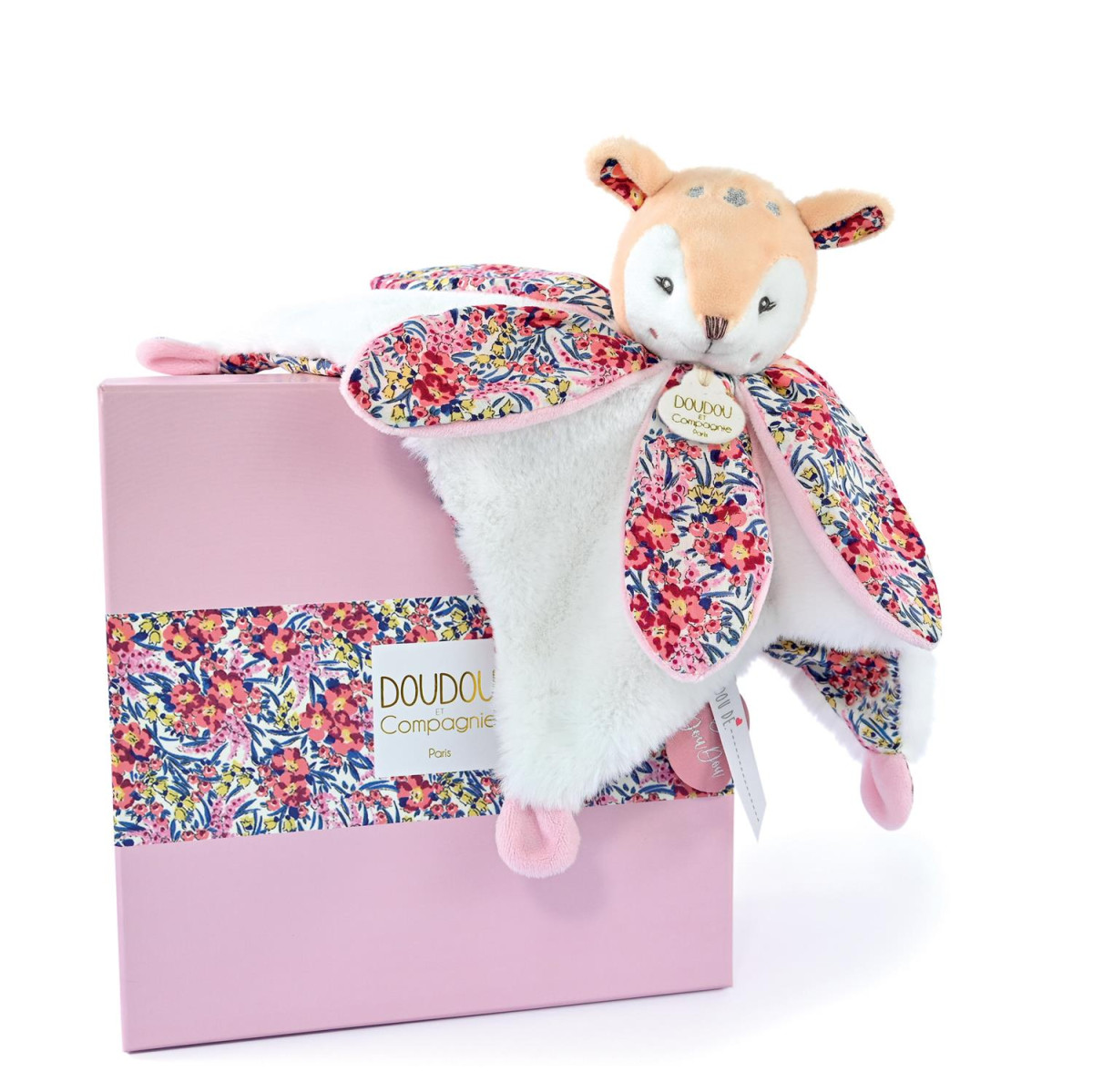Doudou pétale Faon brodé et personnalisé
