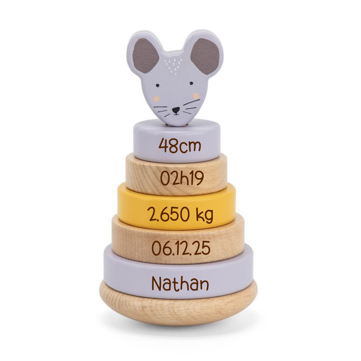 Tour à empiler - Souris - Trixie Baby - Personnalisé avec prénom
