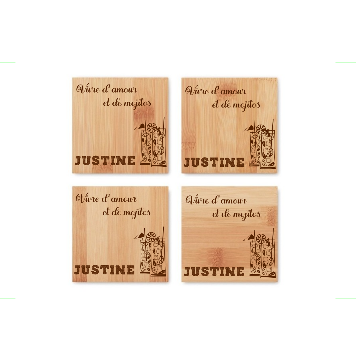 sous-verre en bambou en bois personnalisé