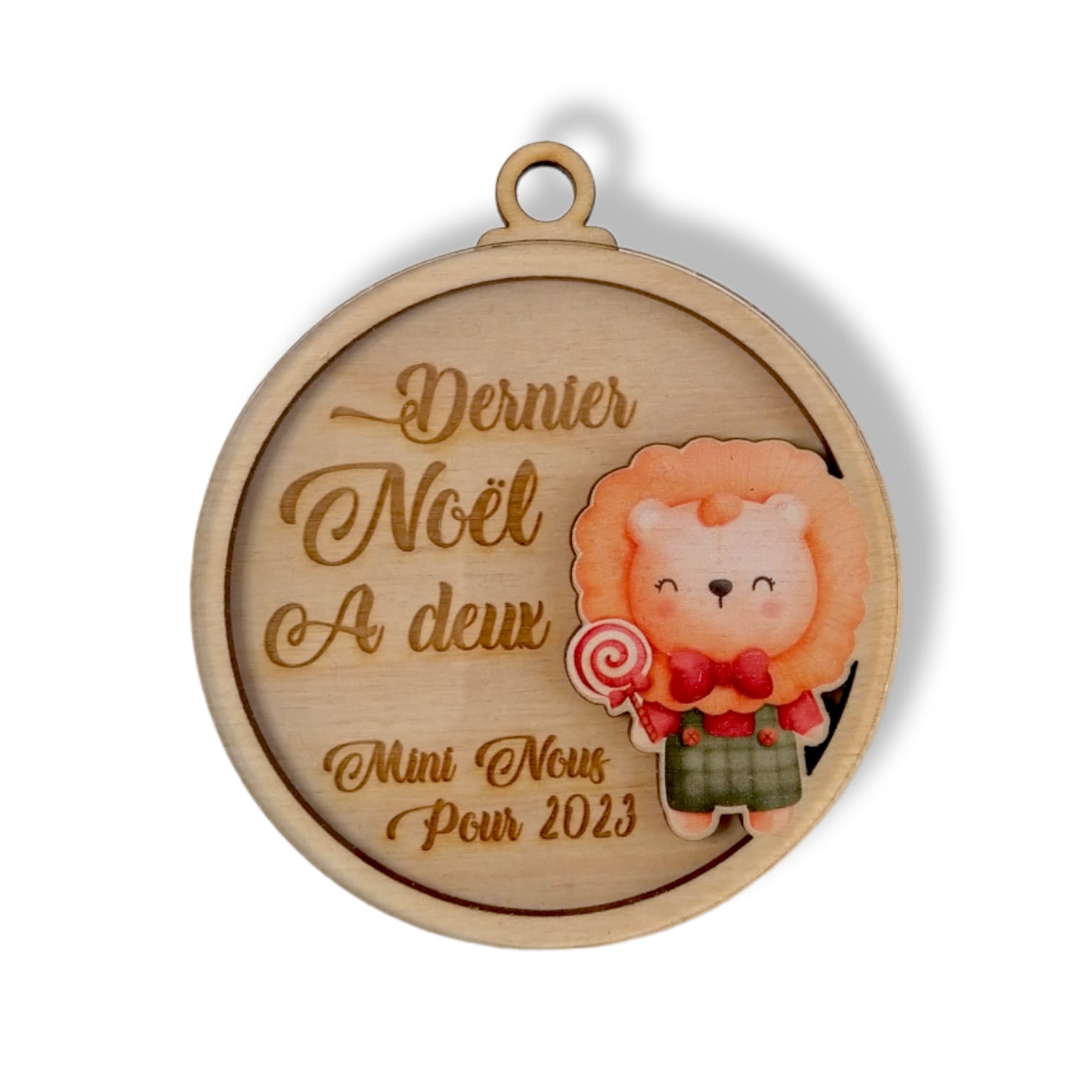 Boule de Noël personnalisé en bois et plexiglass