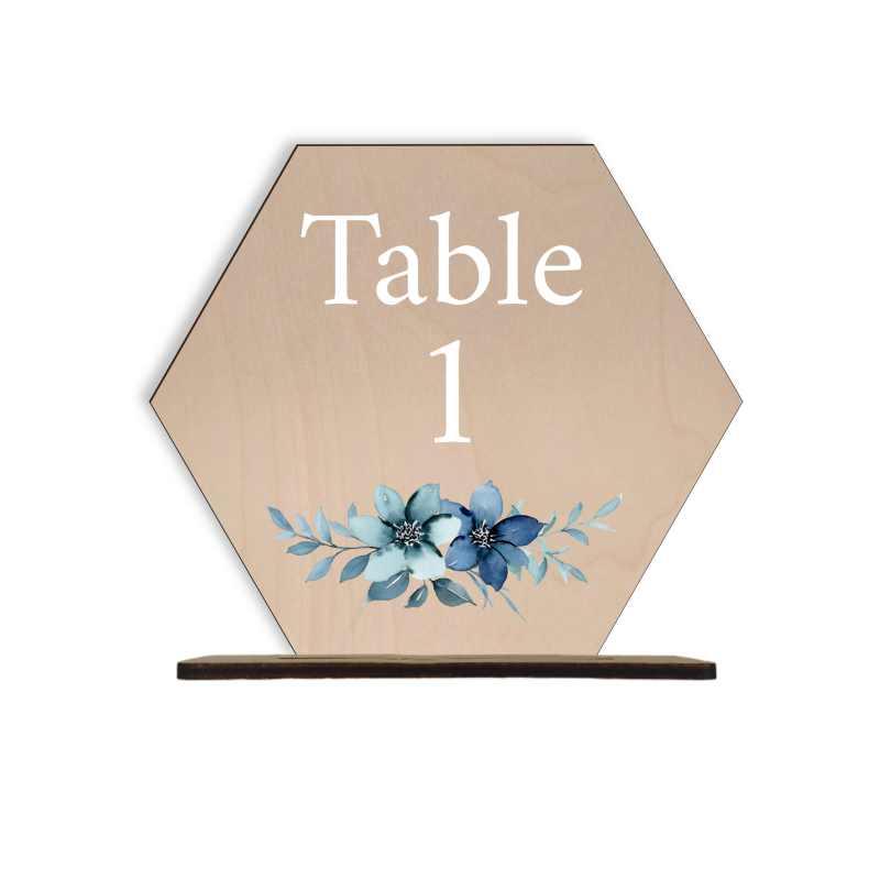 Nom de table en bois en forme d'hexagone avec support et décoration ...
